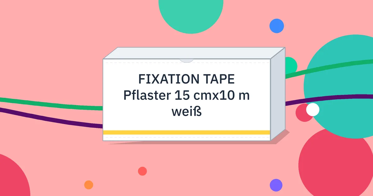 Symbolbild: Packung mit der Aufschrift FIXATION TAPE Pflaster 15 cmx10 m weiß (PZN 17559177) – Verfügbarkeit und Bezug in Apotheken in Frankfurt am Main
