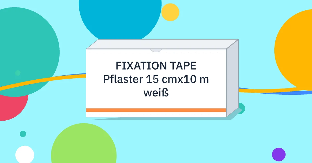 Symbolbild: Packung mit der Aufschrift FIXATION TAPE Pflaster 15 cmx10 m weiß (PZN 17559160) – Verfügbarkeit und Bezug in Apotheken in Frankfurt am Main