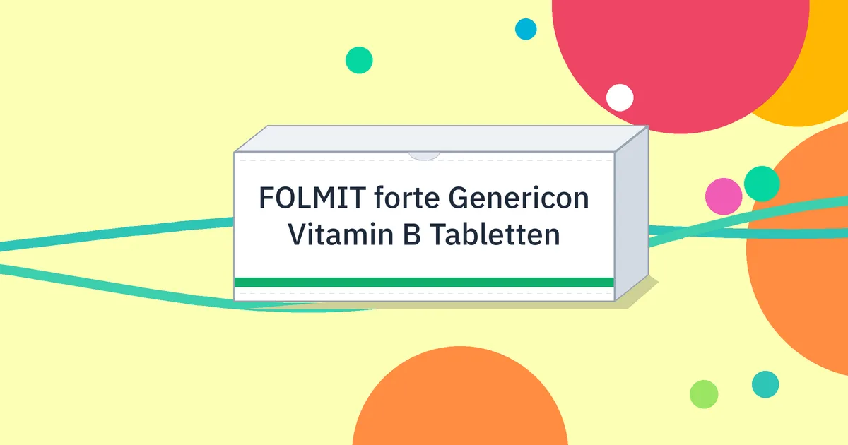 Symbolbild: Packung mit der Aufschrift FOLMIT forte Genericon Vitamin B Tabletten (PZN 17591838) – Verfügbarkeit und Bezug in Apotheken in Frankfurt am Main