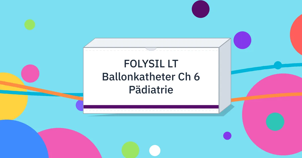 Symbolbild: Packung mit der Aufschrift FOLYSIL LT Ballonkatheter Ch 6 Pädiatrie (PZN 16513842) – Verfügbarkeit und Bezug in Apotheken in Frankfurt am Main