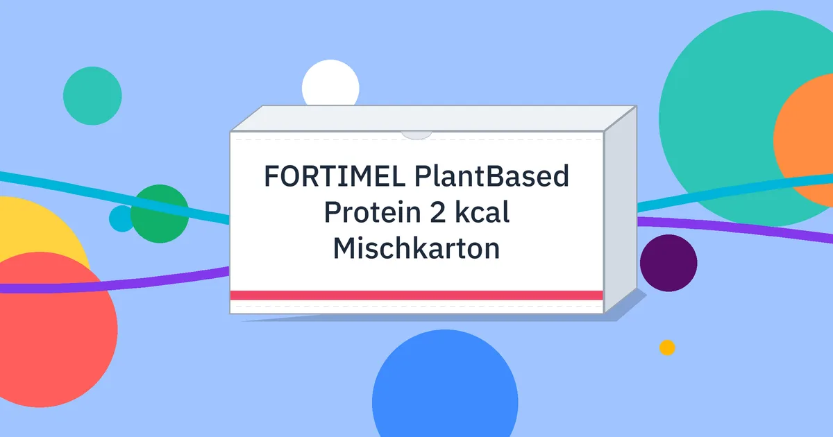 Symbolbild: Packung mit der Aufschrift FORTIMEL PlantBased Protein 2 kcal Mischkarton (PZN 19881718) – Verfügbarkeit und Bezug in Apotheken in Frankfurt am Main