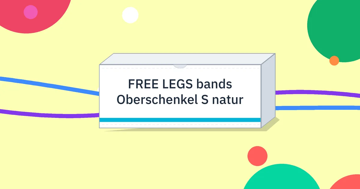 Symbolbild: Packung mit der Aufschrift FREE LEGS bands Oberschenkel S natur (PZN 16175339) – Verfügbarkeit und Bezug in Apotheken in Frankfurt am Main