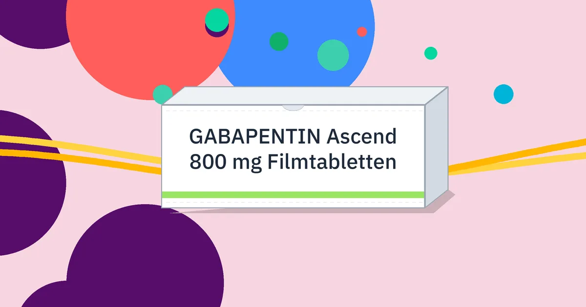 Symbolbild: Packung mit der Aufschrift GABAPENTIN Ascend 800 mg Filmtabletten (PZN 18325518) – Verfügbarkeit und Bezug in Apotheken in Frankfurt am Main