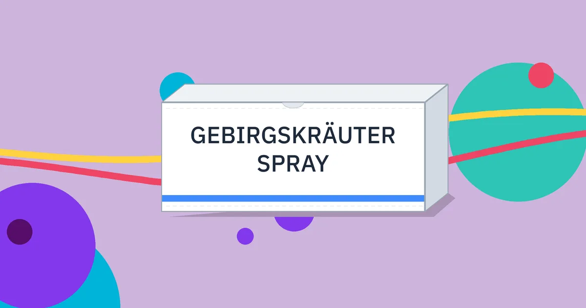 Symbolbild: Packung mit der Aufschrift GEBIRGSKRÄUTER SPRAY (PZN 15295260) – Verfügbarkeit und Bezug in Apotheken in Frankfurt am Main