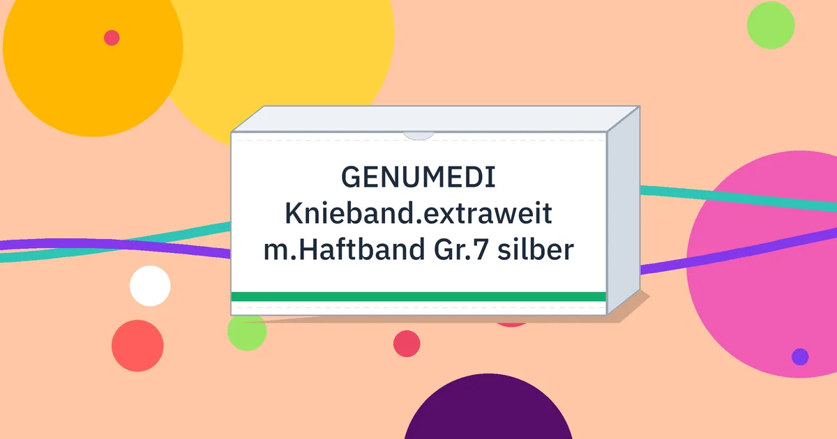Symbolbild: Packung mit der Aufschrift GENUMEDI Knieband.extraweit m.Haftband Gr.7 silber (PZN 06832227) – Verfügbarkeit und Bezug in Apotheken in Frankfurt am Main