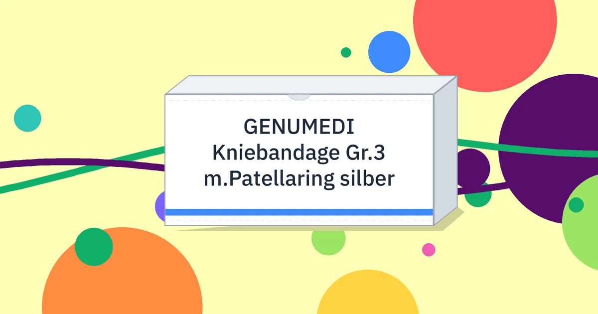 Symbolbild: Packung mit der Aufschrift GENUMEDI Kniebandage Gr.3 m.Patellaring silber (PZN 17844038) – Verfügbarkeit und Bezug in Apotheken in Frankfurt am Main