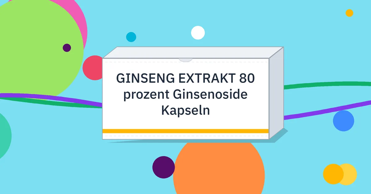 Symbolbild: Packung mit der Aufschrift GINSENG EXTRAKT 80 prozent Ginsenoside Kapseln (PZN 11674279) – Verfügbarkeit und Bezug in Apotheken in Frankfurt am Main