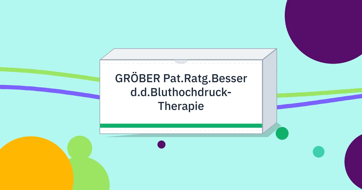 Symbolbild: Packung mit der Aufschrift GRÖBER Pat.Ratg.Besser d.d.Bluthochdruck-Therapie (PZN 10519973) – Verfügbarkeit und Bezug in Apotheken in Frankfurt am Main
