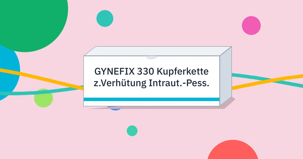 Symbolbild: Packung mit der Aufschrift GYNEFIX 330 Kupferkette z.Verhütung Intraut.-Pess. (PZN 09254498) – Verfügbarkeit und Bezug in Apotheken in Frankfurt am Main