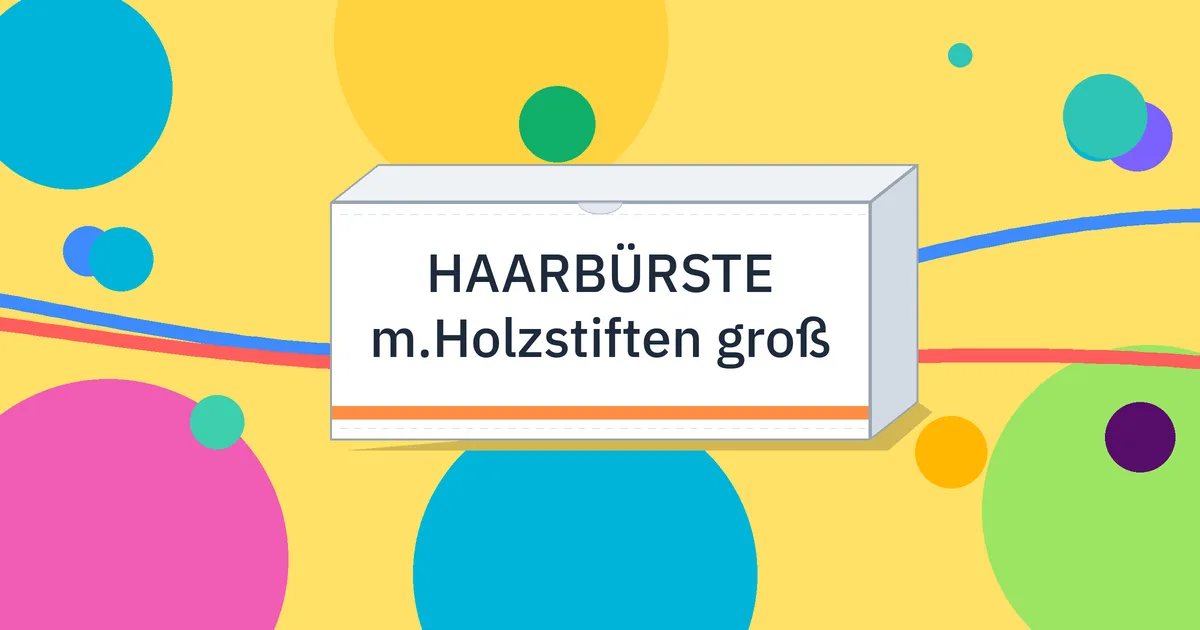 Symbolbild: Packung mit der Aufschrift HAARBÜRSTE m.Holzstiften groß (PZN 17289513) – Verfügbarkeit und Bezug in Apotheken in Frankfurt am Main
