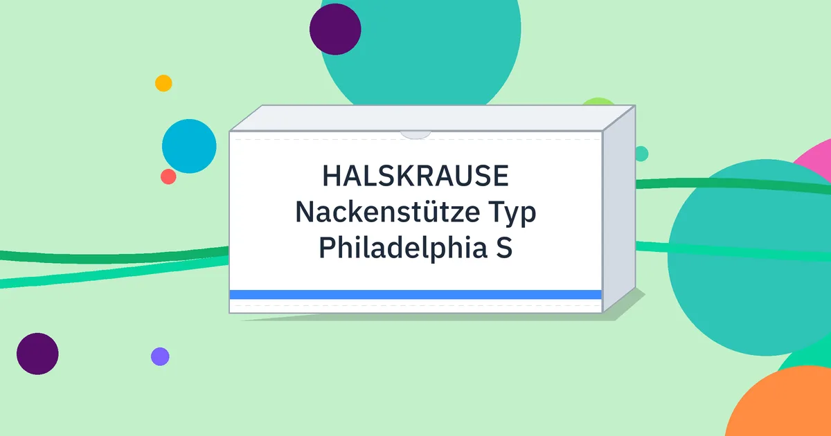 Symbolbild: Packung mit der Aufschrift HALSKRAUSE Nackenstütze Typ Philadelphia S (PZN 19069201) – Verfügbarkeit und Bezug in Apotheken in Frankfurt am Main