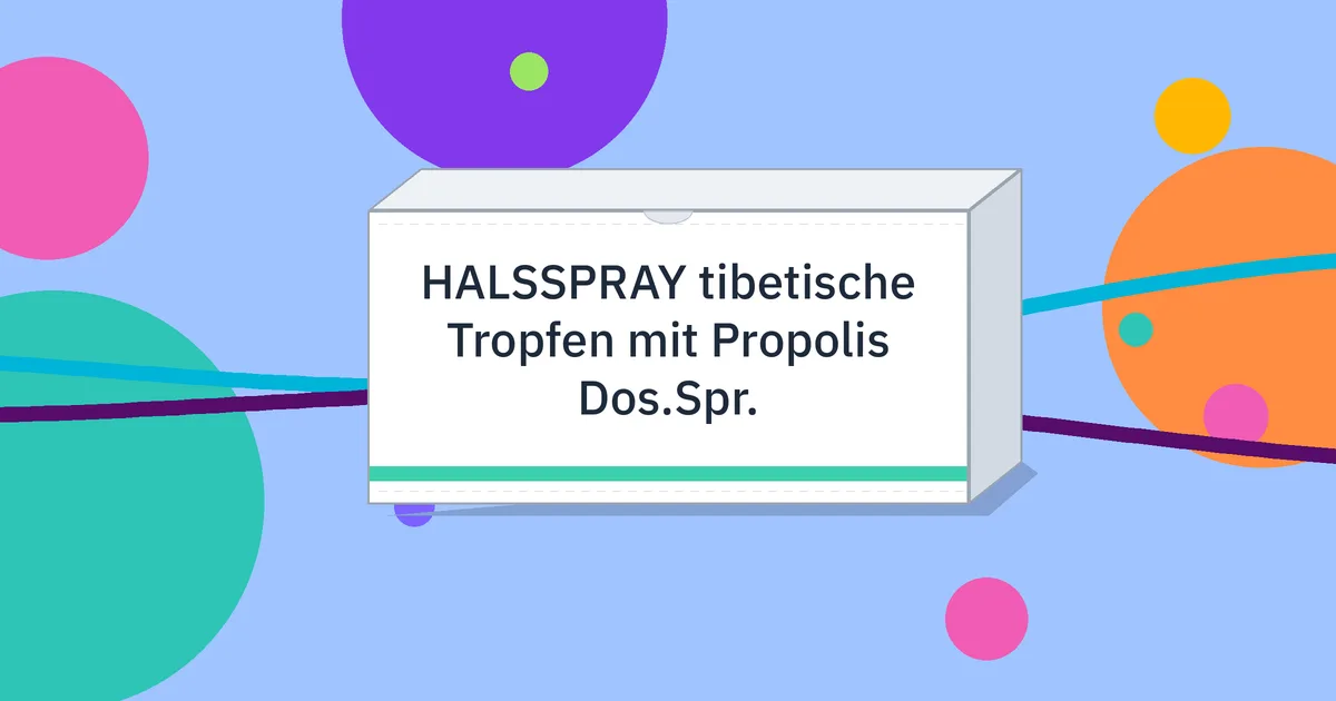 Symbolbild: Packung mit der Aufschrift HALSSPRAY tibetische Tropfen mit Propolis Dos.Spr. (PZN 17188723) – Verfügbarkeit und Bezug in Apotheken in Frankfurt am Main