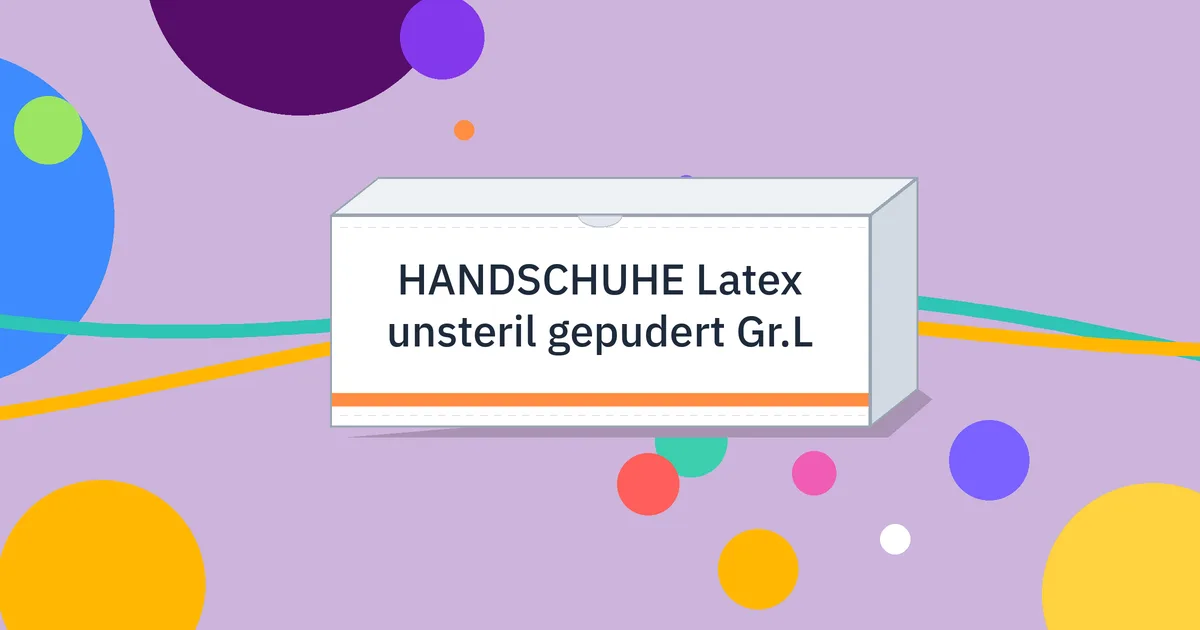 Symbolbild: Packung mit der Aufschrift HANDSCHUHE Latex unsteril gepudert Gr.L (PZN 16815750) – Verfügbarkeit und Bezug in Apotheken in Frankfurt am Main