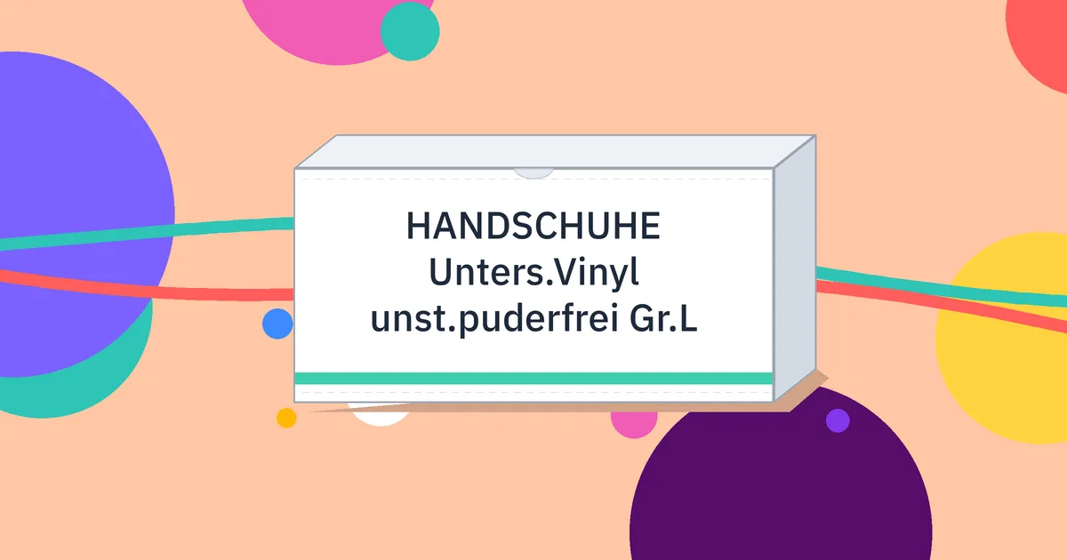 Symbolbild: Packung mit der Aufschrift HANDSCHUHE Unters.Vinyl unst.puderfrei Gr.L (PZN 04980277) – Verfügbarkeit und Bezug in Apotheken in Frankfurt am Main