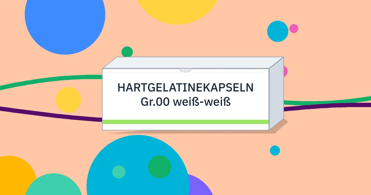 Symbolbild: Packung mit der Aufschrift HARTGELATINEKAPSELN Gr.00 weiß-weiß (PZN 03355620) – Verfügbarkeit und Bezug in Apotheken in Frankfurt am Main