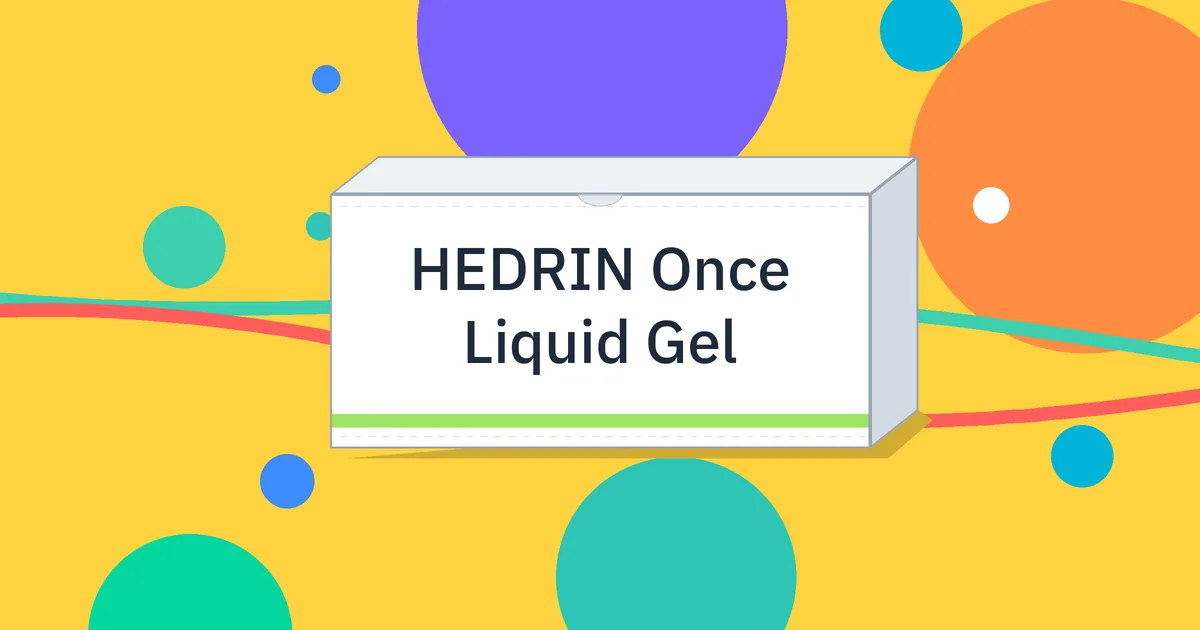Symbolbild: Packung mit der Aufschrift HEDRIN Once Liquid Gel (PZN 13155945) – Verfügbarkeit und Bezug in Apotheken in Frankfurt am Main
