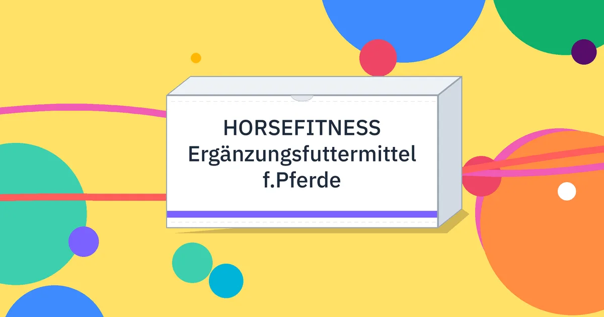 Symbolbild: Packung mit der Aufschrift HORSEFITNESS Ergänzungsfuttermittel f.Pferde (PZN 09331879) – Verfügbarkeit und Bezug in Apotheken in Frankfurt am Main
