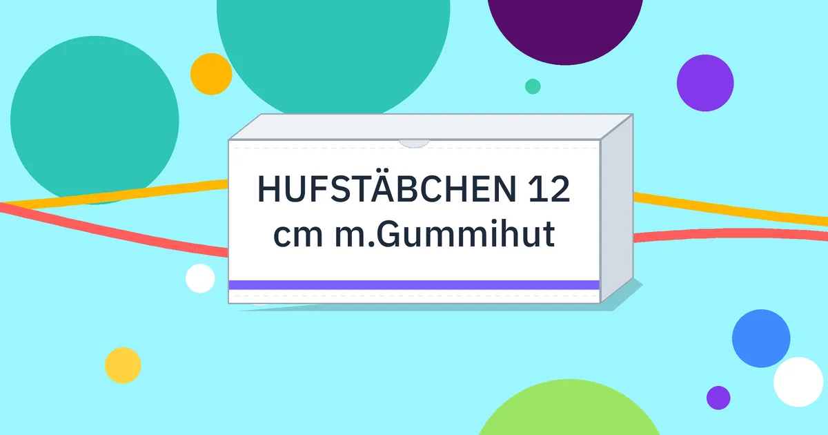 Symbolbild: Packung mit der Aufschrift HUFSTÄBCHEN 12 cm m.Gummihut (PZN 17289358) – Verfügbarkeit und Bezug in Apotheken in Frankfurt am Main