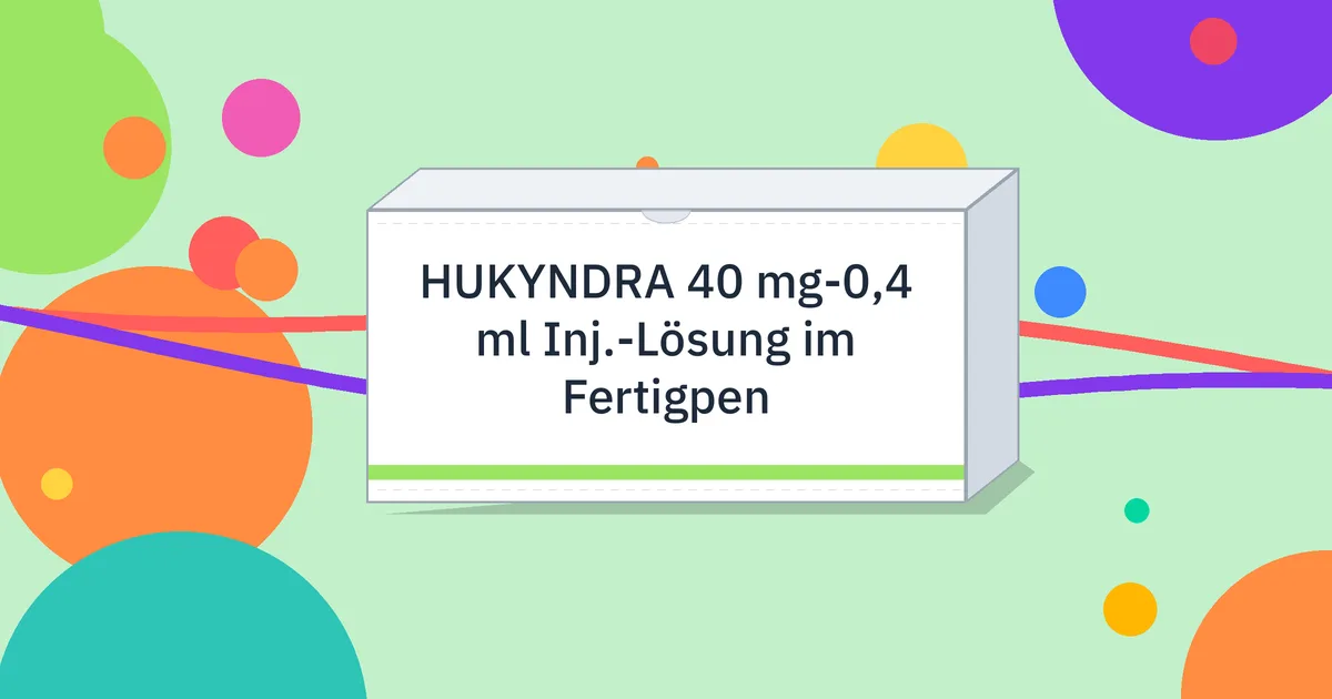 Symbolbild: Packung mit der Aufschrift HUKYNDRA 40 mg-0,4 ml Inj.-Lösung im Fertigpen (PZN 18380782) – Verfügbarkeit und Bezug in Apotheken in Frankfurt am Main