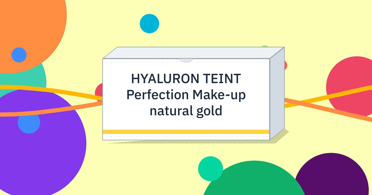 Symbolbild: Packung mit der Aufschrift HYALURON TEINT Perfection Make-up natural gold (PZN 13511914) – Verfügbarkeit und Bezug in Apotheken in Frankfurt am Main