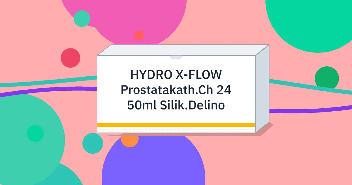 Symbolbild: Packung mit der Aufschrift HYDRO X-FLOW Prostatakath.Ch 24 50ml Silik.Delino (PZN 17508671) – Verfügbarkeit und Bezug in Apotheken in Frankfurt am Main