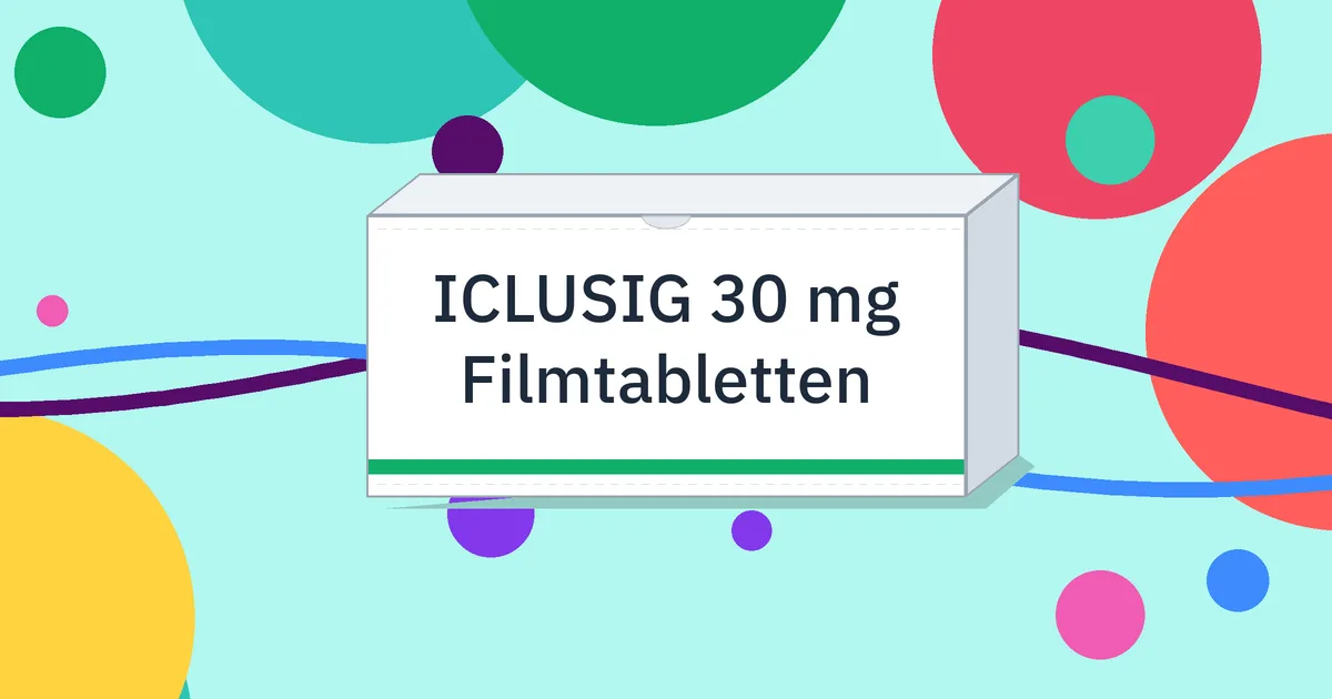 Symbolbild: Packung mit der Aufschrift ICLUSIG 30 mg Filmtabletten (PZN 19723089) – Verfügbarkeit und Bezug in Apotheken in Frankfurt am Main