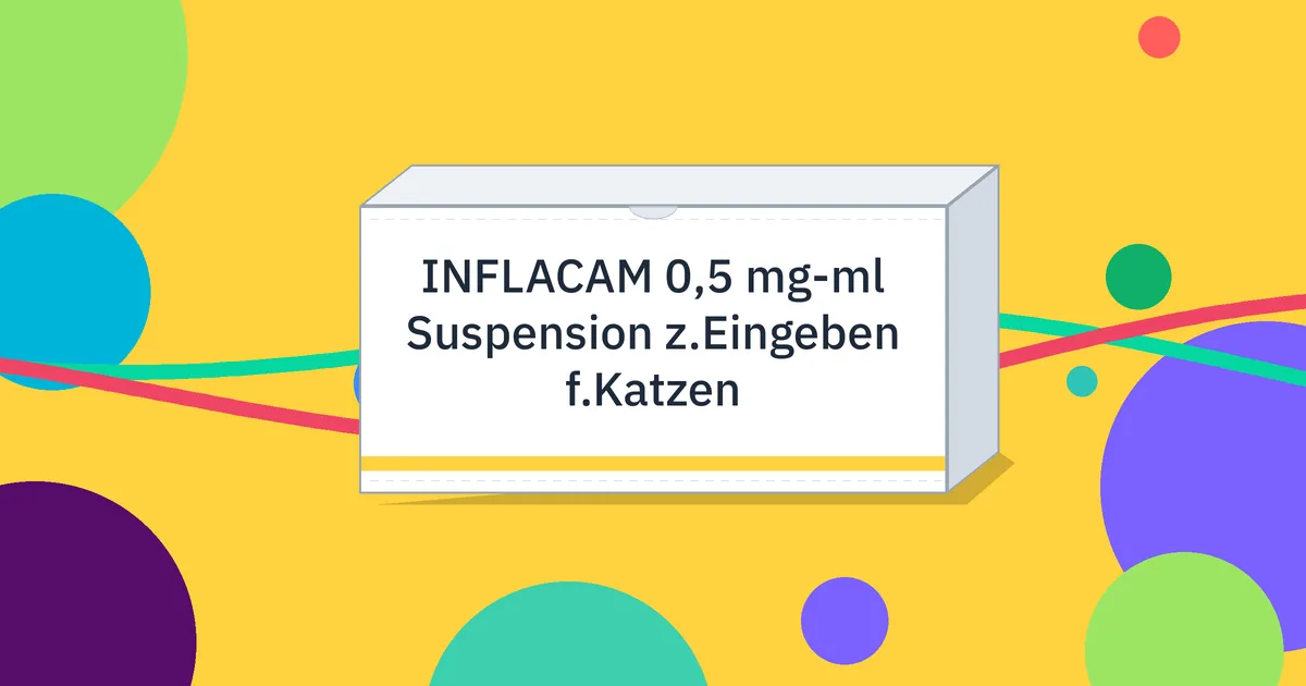 Symbolbild: Packung mit der Aufschrift INFLACAM 0,5 mg-ml Suspension z.Eingeben f.Katzen (PZN 17596675) – Verfügbarkeit und Bezug in Apotheken in Frankfurt am Main