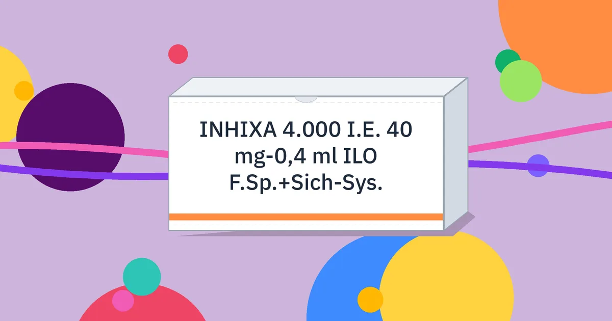 Symbolbild: Packung mit der Aufschrift INHIXA 4.000 I.E. 40 mg-0,4 ml ILO F.Sp.+Sich-Sys. (PZN 15317814) – Verfügbarkeit und Bezug in Apotheken in Frankfurt am Main