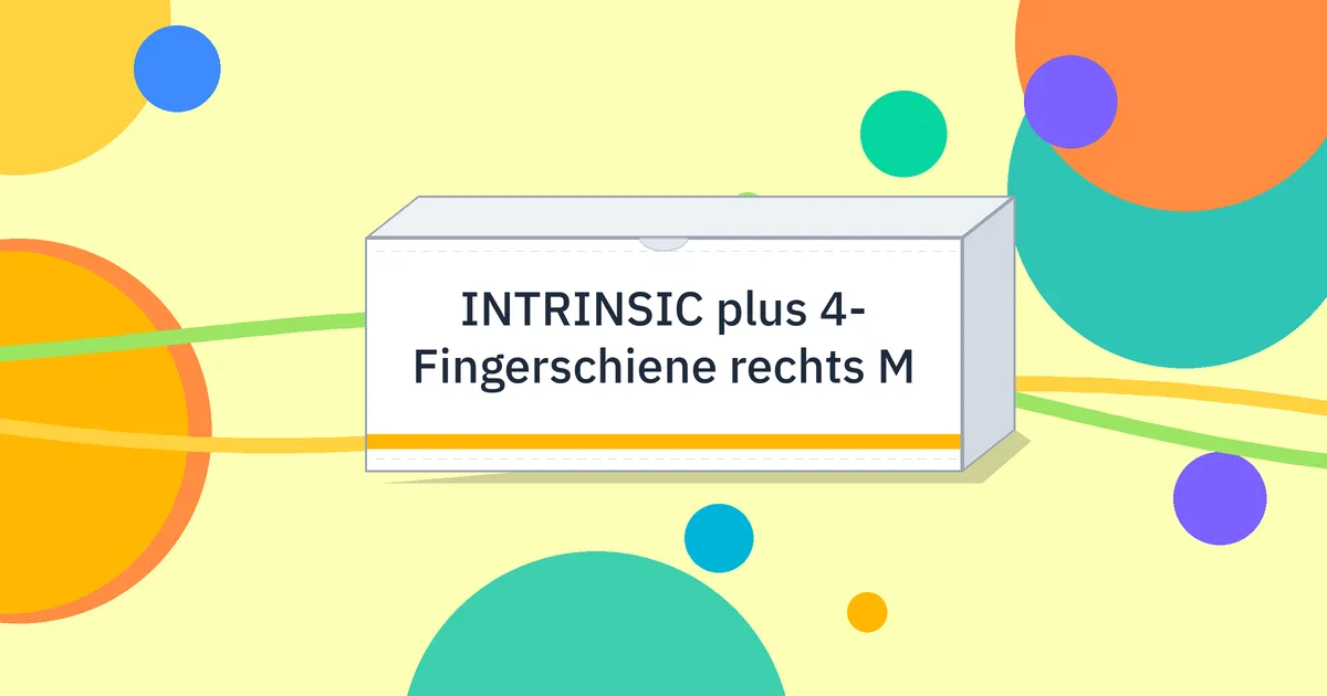 Symbolbild: Packung mit der Aufschrift INTRINSIC plus 4-Fingerschiene rechts M (PZN 16837639) – Verfügbarkeit und Bezug in Apotheken in Frankfurt am Main