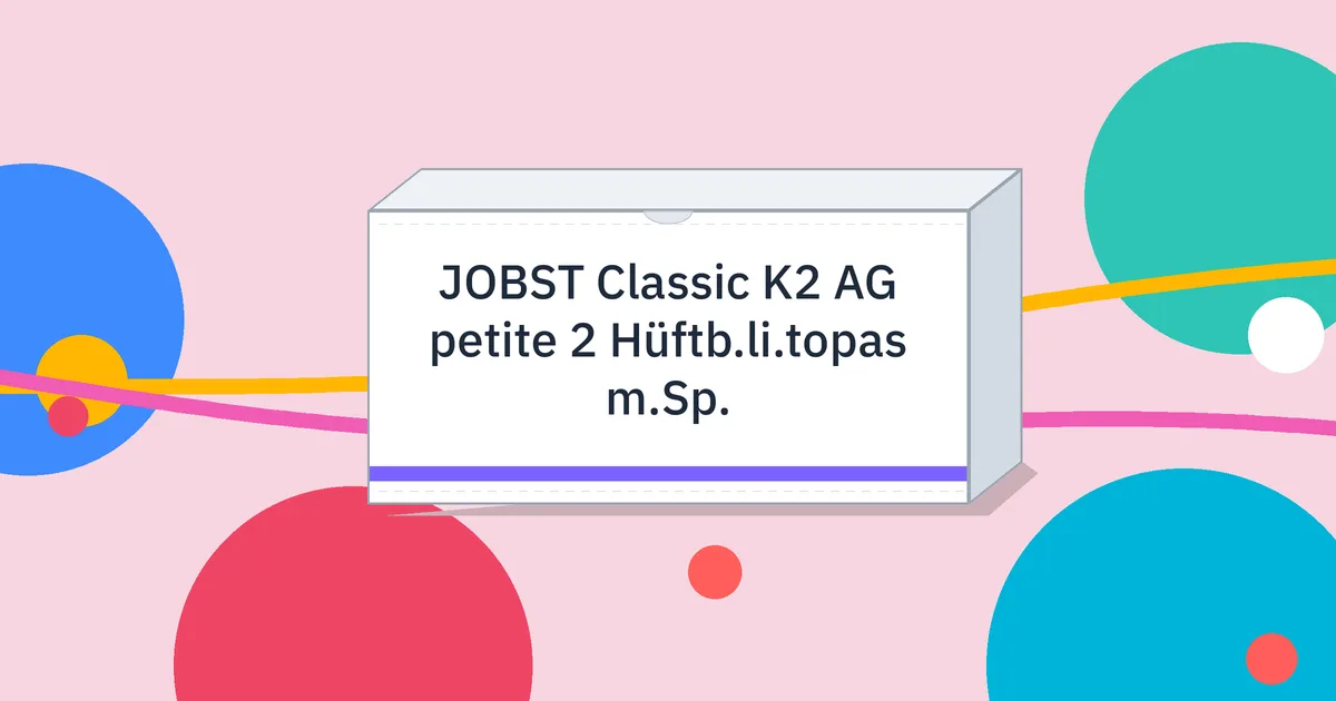 Symbolbild: Packung mit der Aufschrift JOBST Classic K2 AG petite 2 Hüftb.li.topas m.Sp. (PZN 13064421) – Verfügbarkeit und Bezug in Apotheken in Frankfurt am Main