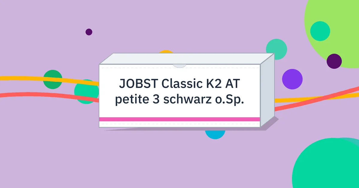 Symbolbild: Packung mit der Aufschrift JOBST Classic K2 AT petite 3 schwarz o.Sp. (PZN 11275645) – Verfügbarkeit und Bezug in Apotheken in Frankfurt am Main