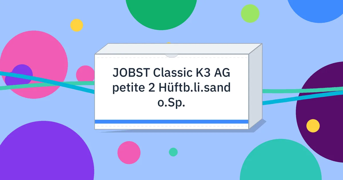 Symbolbild: Packung mit der Aufschrift JOBST Classic K3 AG petite 2 Hüftb.li.sand o.Sp. (PZN 13074419) – Verfügbarkeit und Bezug in Apotheken in Frankfurt am Main