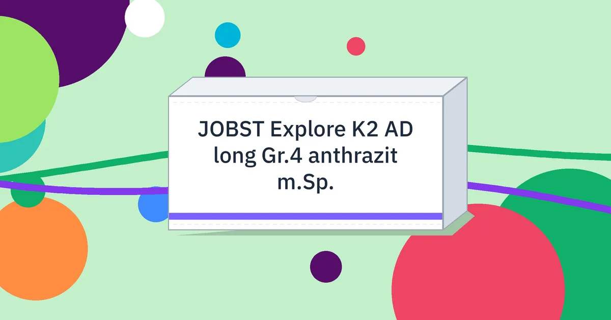 Symbolbild: Packung mit der Aufschrift JOBST Explore K2 AD long Gr.4 anthrazit m.Sp. (PZN 11021790) – Verfügbarkeit und Bezug in Apotheken in Frankfurt am Main