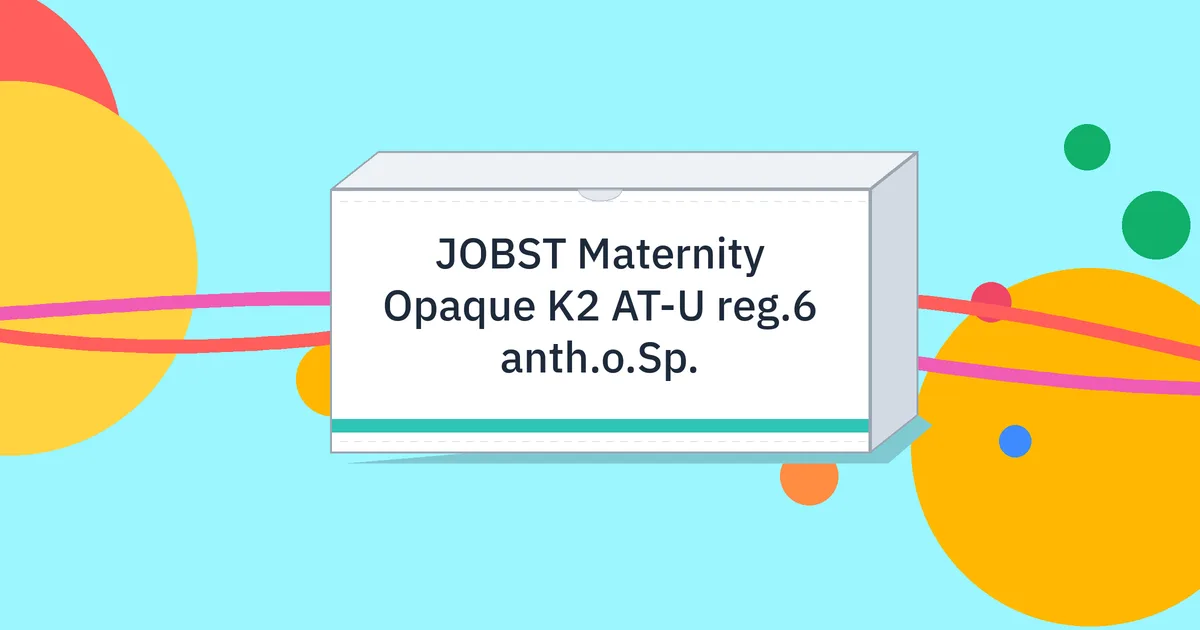 Symbolbild: Packung mit der Aufschrift JOBST Maternity Opaque K2 AT-U reg.6 anth.o.Sp. (PZN 15856528) – Verfügbarkeit und Bezug in Apotheken in Frankfurt am Main