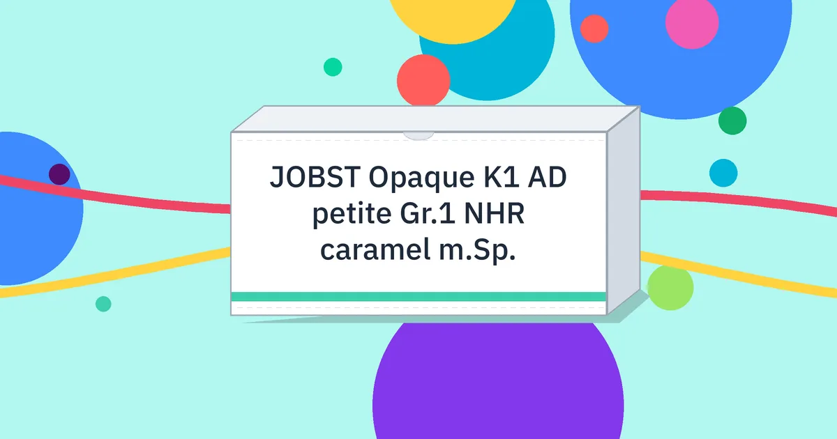 Symbolbild: Packung mit der Aufschrift JOBST Opaque K1 AD petite Gr.1 NHR caramel m.Sp. (PZN 13160113) – Verfügbarkeit und Bezug in Apotheken in Frankfurt am Main