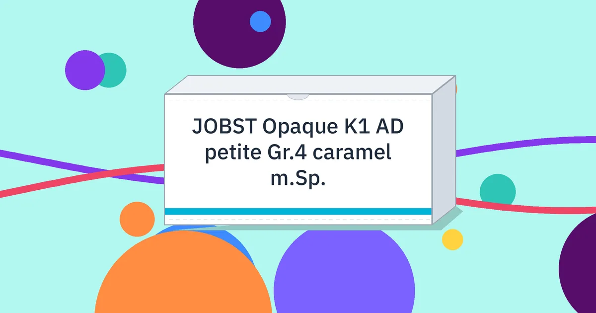 Symbolbild: Packung mit der Aufschrift JOBST Opaque K1 AD petite Gr.4 caramel m.Sp. (PZN 13078564) – Verfügbarkeit und Bezug in Apotheken in Frankfurt am Main