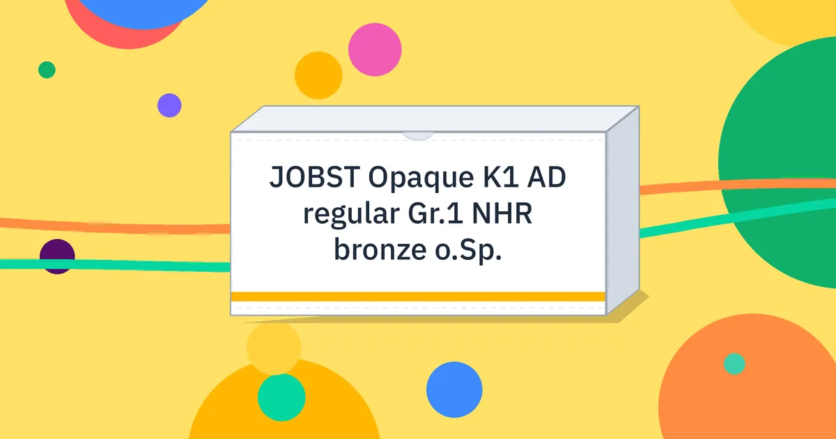 Symbolbild: Packung mit der Aufschrift JOBST Opaque K1 AD regular Gr.1 NHR bronze o.Sp. (PZN 13082399) – Verfügbarkeit und Bezug in Apotheken in Frankfurt am Main