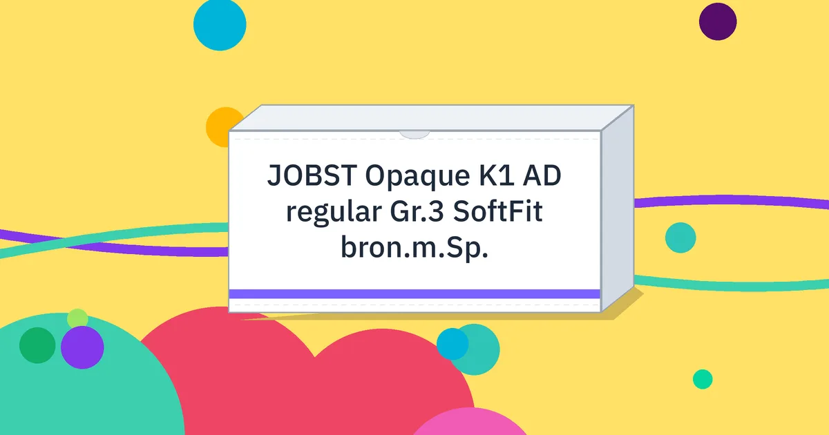 Symbolbild: Packung mit der Aufschrift JOBST Opaque K1 AD regular Gr.3 SoftFit bron.m.Sp. (PZN 13081626) – Verfügbarkeit und Bezug in Apotheken in Frankfurt am Main