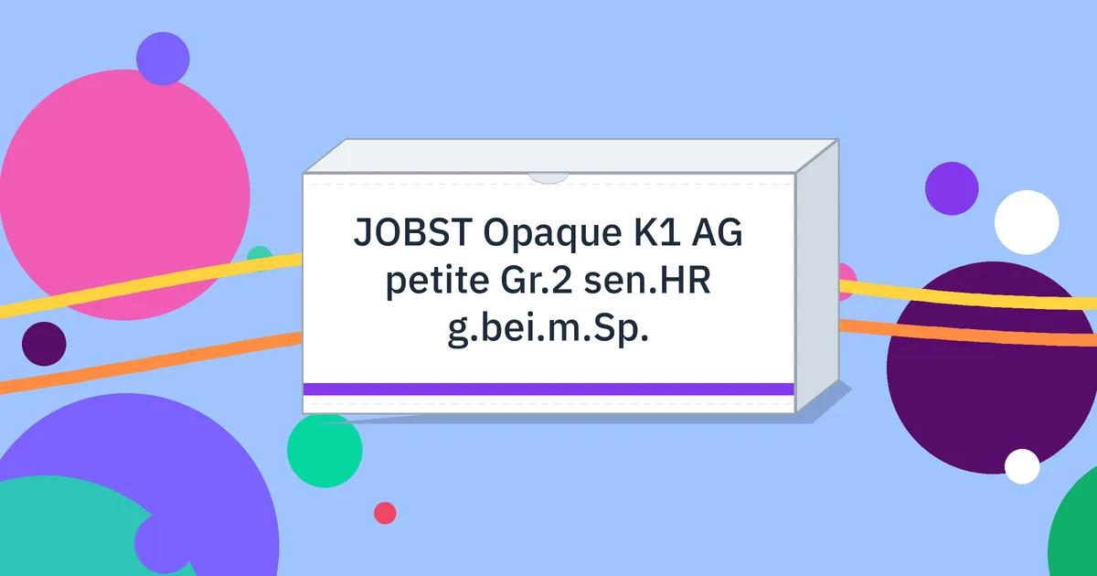 Symbolbild: Packung mit der Aufschrift JOBST Opaque K1 AG petite Gr.2 sen.HR g.bei.m.Sp. (PZN 16269299) – Verfügbarkeit und Bezug in Apotheken in Frankfurt am Main