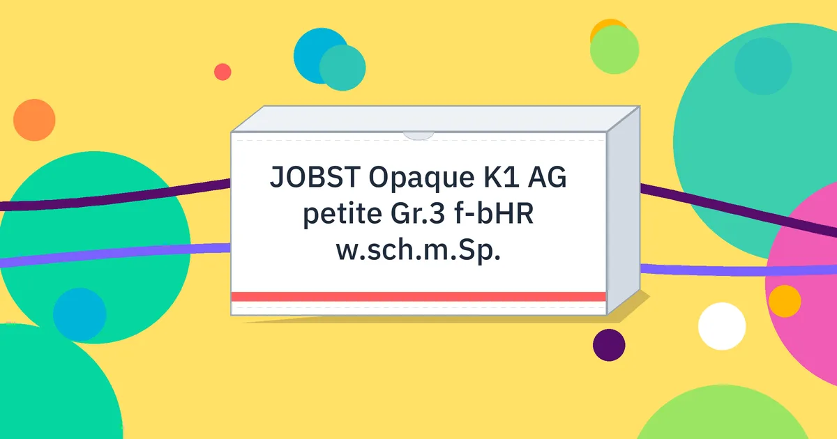 Symbolbild: Packung mit der Aufschrift JOBST Opaque K1 AG petite Gr.3 f-bHR w.sch.m.Sp. (PZN 13084122) – Verfügbarkeit und Bezug in Apotheken in Frankfurt am Main