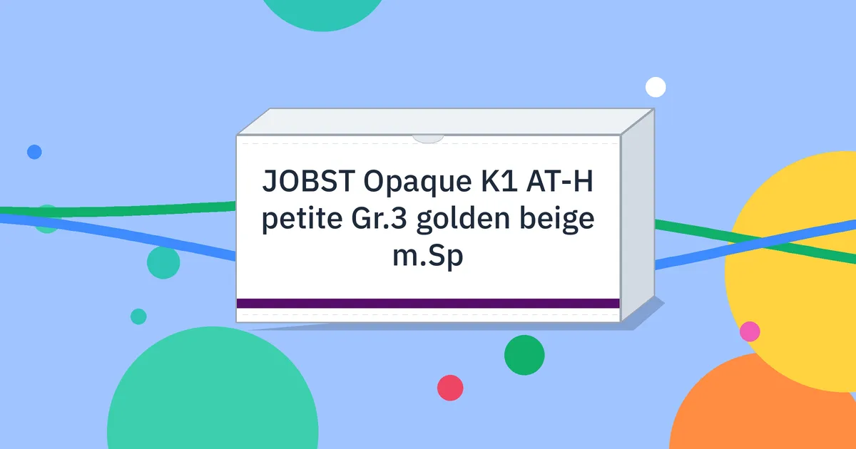 Symbolbild: Packung mit der Aufschrift JOBST Opaque K1 AT-H petite Gr.3 golden beige m.Sp (PZN 16276388) – Verfügbarkeit und Bezug in Apotheken in Frankfurt am Main