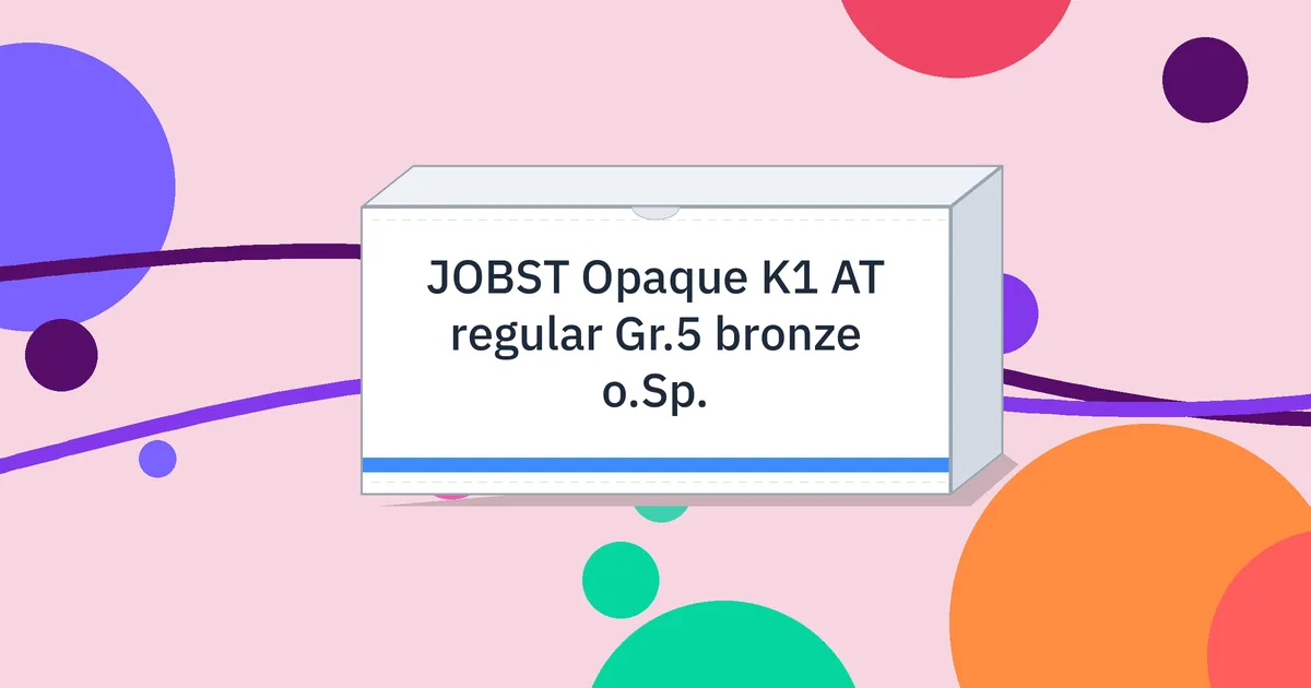 Symbolbild: Packung mit der Aufschrift JOBST Opaque K1 AT regular Gr.5 bronze o.Sp. (PZN 13107283) – Verfügbarkeit und Bezug in Apotheken in Frankfurt am Main