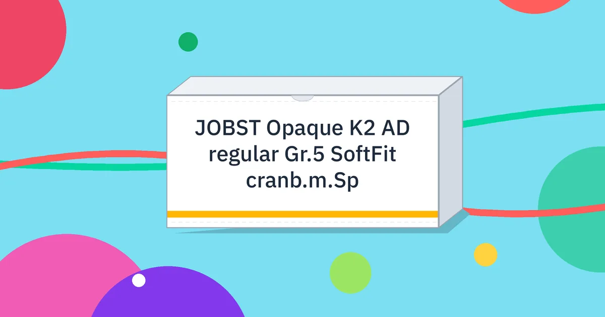 Symbolbild: Packung mit der Aufschrift JOBST Opaque K2 AD regular Gr.5 SoftFit cranb.m.Sp (PZN 13110894) – Verfügbarkeit und Bezug in Apotheken in Frankfurt am Main