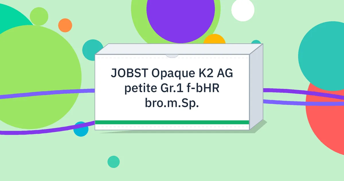 Symbolbild: Packung mit der Aufschrift JOBST Opaque K2 AG petite Gr.1 f-bHR bro.m.Sp. (PZN 13111899) – Verfügbarkeit und Bezug in Apotheken in Frankfurt am Main