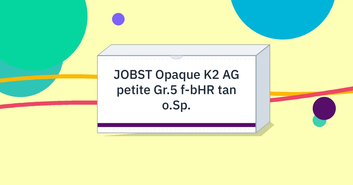 Symbolbild: Packung mit der Aufschrift JOBST Opaque K2 AG petite Gr.5 f-bHR tan o.Sp. (PZN 16284459) – Verfügbarkeit und Bezug in Apotheken in Frankfurt am Main