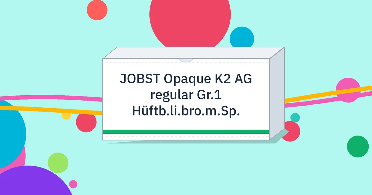 Symbolbild: Packung mit der Aufschrift JOBST Opaque K2 AG regular Gr.1 Hüftb.li.bro.m.Sp. (PZN 13115621) – Verfügbarkeit und Bezug in Apotheken in Frankfurt am Main
