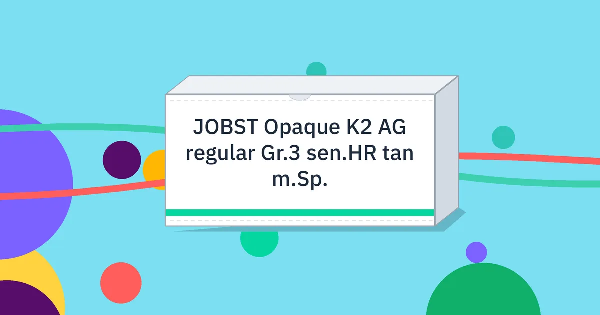 Symbolbild: Packung mit der Aufschrift JOBST Opaque K2 AG regular Gr.3 sen.HR tan m.Sp. (PZN 16281521) – Verfügbarkeit und Bezug in Apotheken in Frankfurt am Main