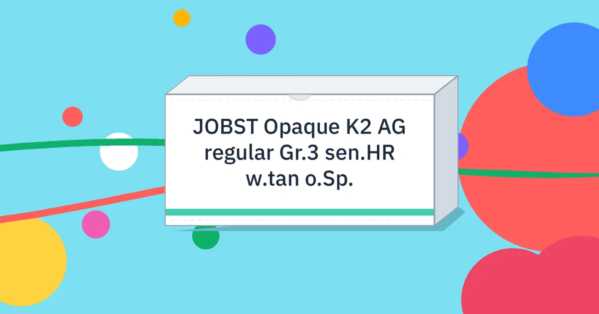 Symbolbild: Packung mit der Aufschrift JOBST Opaque K2 AG regular Gr.3 sen.HR w.tan o.Sp. (PZN 16281567) – Verfügbarkeit und Bezug in Apotheken in Frankfurt am Main