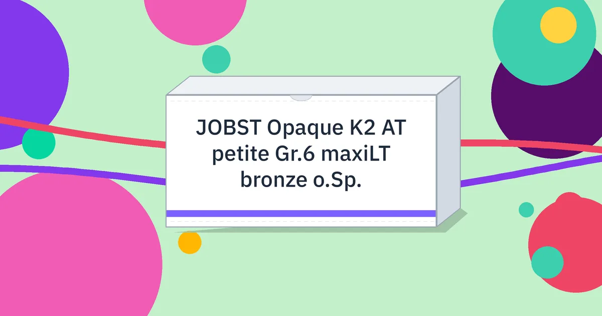 Symbolbild: Packung mit der Aufschrift JOBST Opaque K2 AT petite Gr.6 maxiLT bronze o.Sp. (PZN 13119062) – Verfügbarkeit und Bezug in Apotheken in Frankfurt am Main