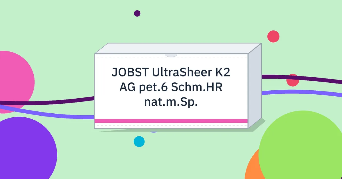Symbolbild: Packung mit der Aufschrift JOBST UltraSheer K2 AG pet.6 Schm.HR nat.m.Sp. (PZN 11264311) – Verfügbarkeit und Bezug in Apotheken in Frankfurt am Main